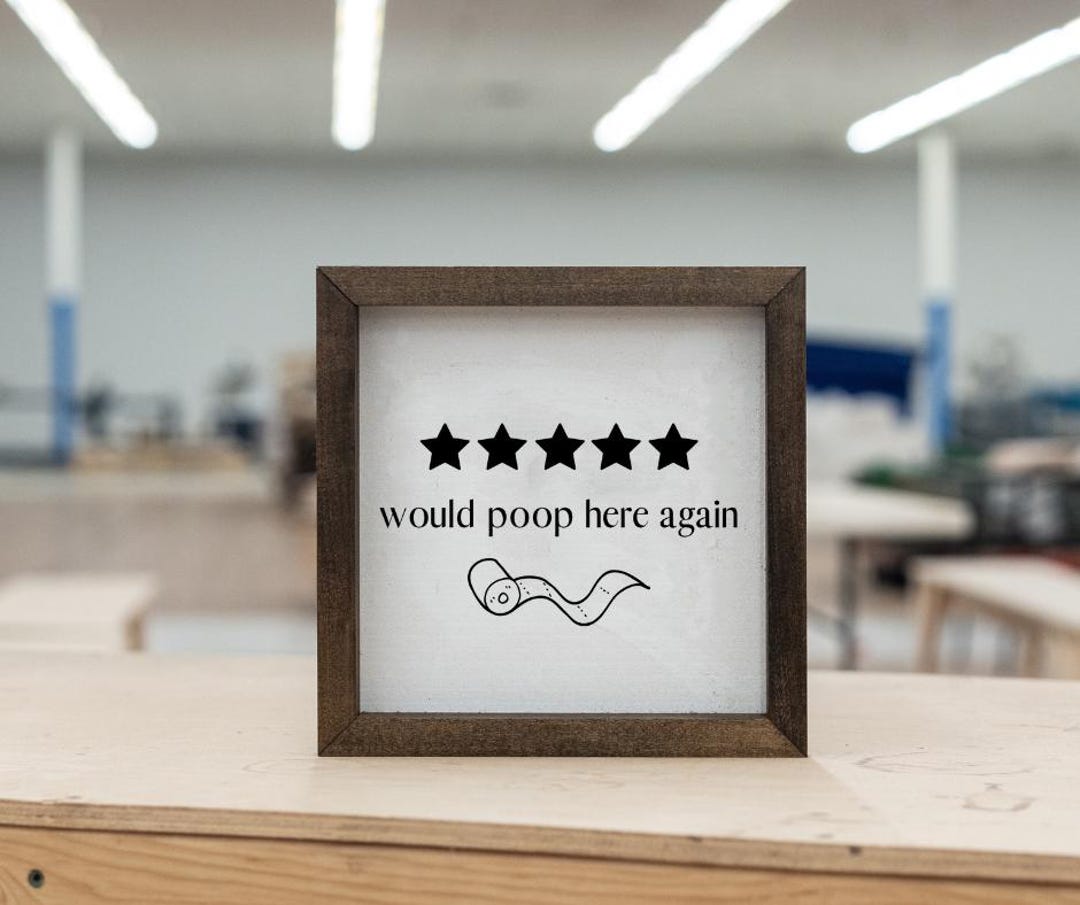 Would Poop Here Again Five Stars Funny Bathroom Restroom Custom Wall ...