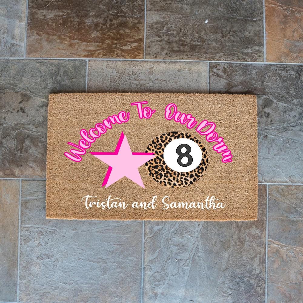 Welcome to Our Dorm Doormat • Girly College Entry Mat • Pink Bow or ...