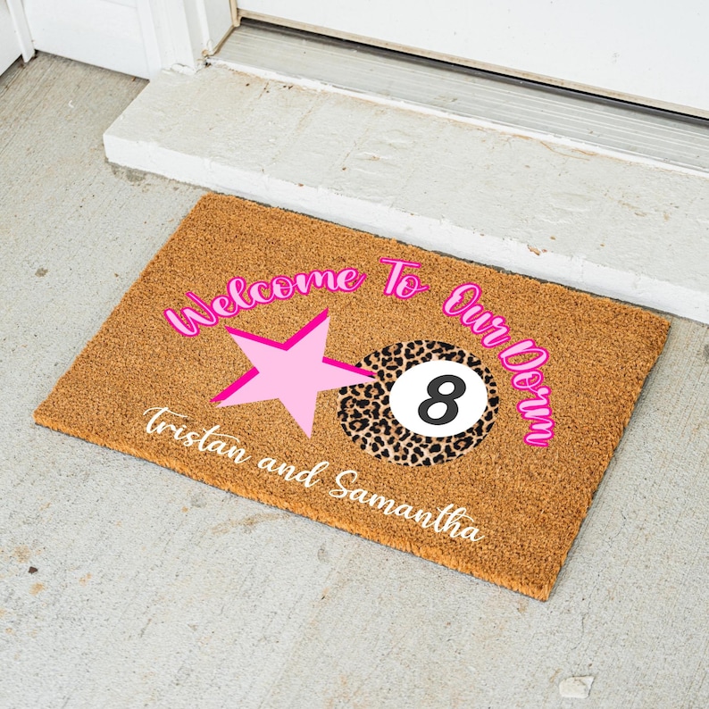 Welcome to Our Dorm Doormat • Girly College Entry Mat • Pink Bow or ...