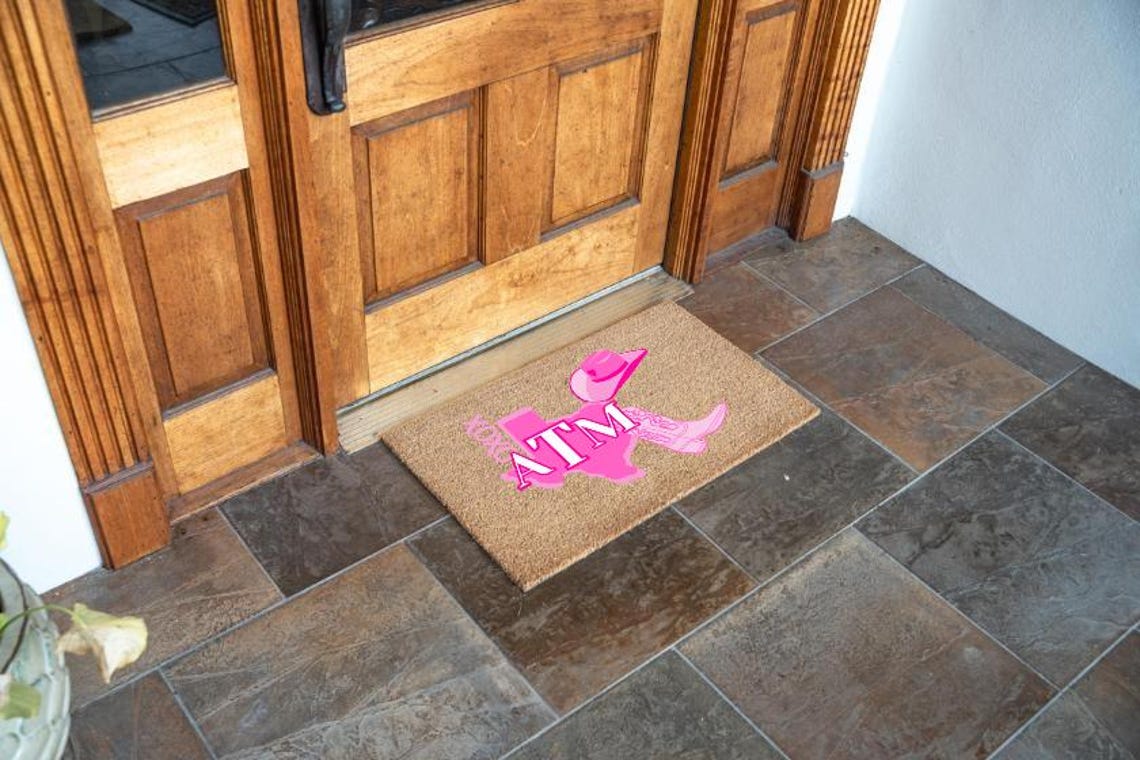 Pink Texas A&M Doormat | Girly Aggies Welcome Mat | Coquette Dorm Decor ...