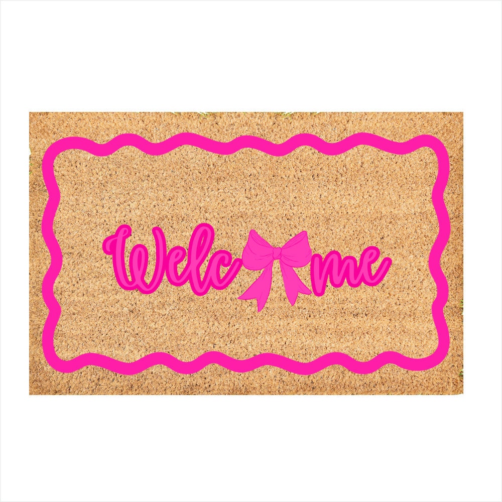 Hot Pink Bow Welcome Doormat Cute Preppy Girly Coquette Decor - Etsy