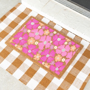 Welcome Mat Pink Decor Floral Decor Spring Mat - Etsy