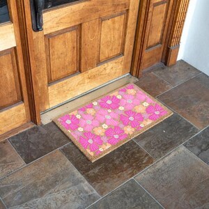 Welcome Mat Pink Decor Floral Decor Spring Mat - Etsy
