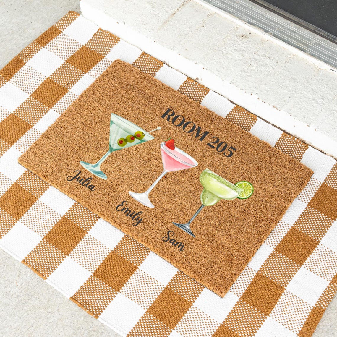 Custom Dorm or Apartment Doormat • Martini Glass Design • Personalized ...