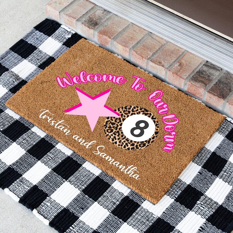 Welcome to Our Dorm Doormat • Girly College Entry Mat • Pink Bow or ...