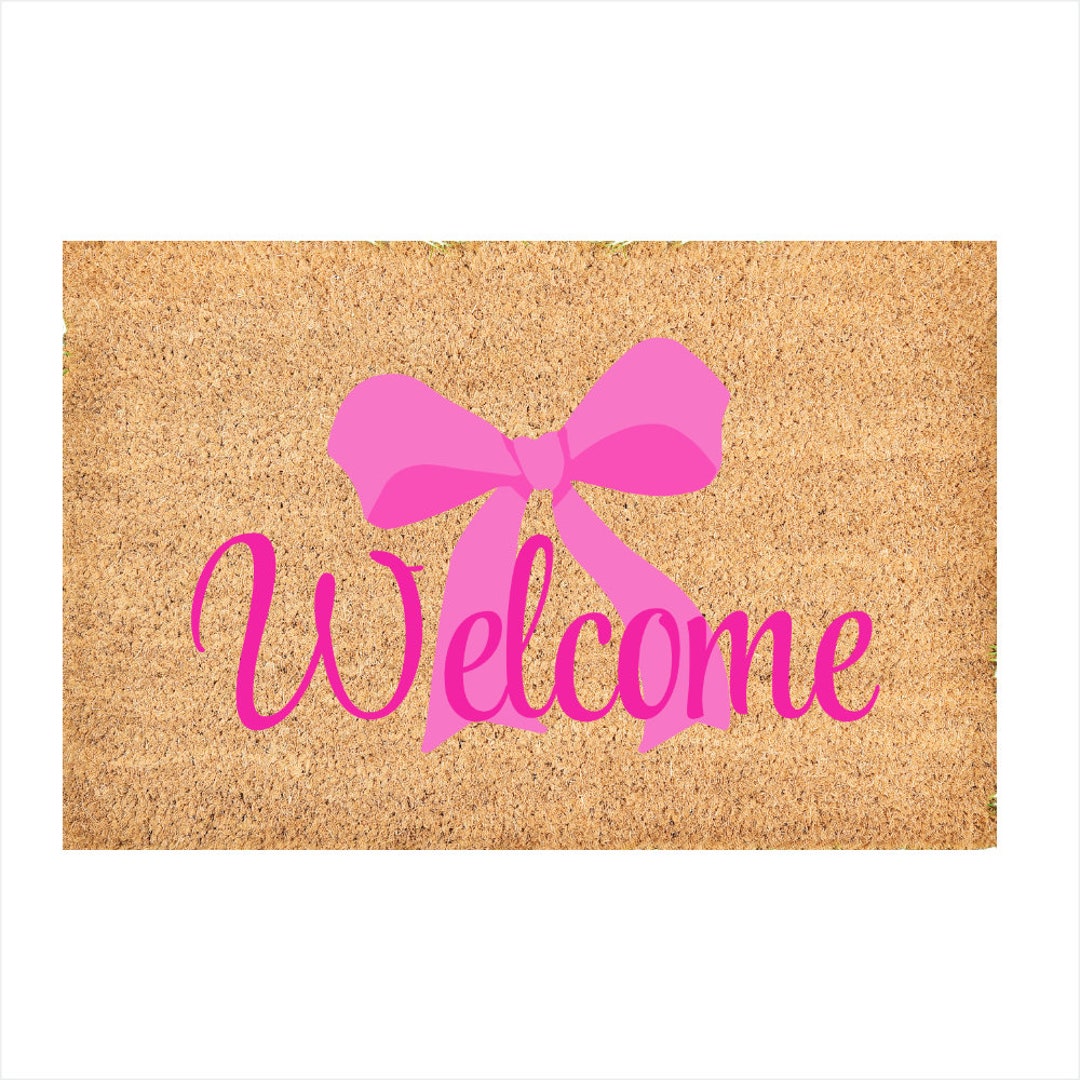 Hot Pink Bow Welcome Doormat Preppy Coquette Mat Girly Pink - Etsy