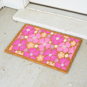 Welcome Mat Pink Decor Floral Decor Spring Mat - Etsy