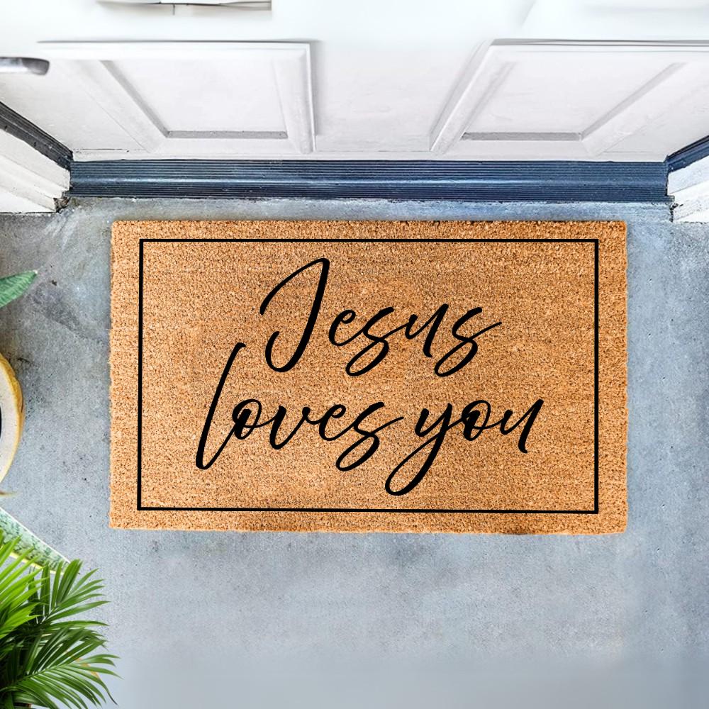 Jesus Loves You Doormat - Christian Welcome Mat - Faith Home Decor ...