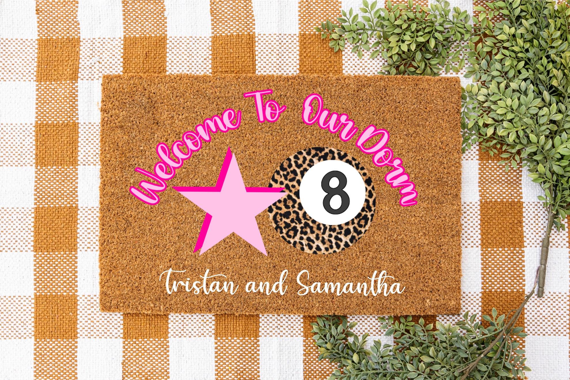 Welcome to Our Dorm Doormat • Girly College Entry Mat • Pink Bow or ...