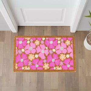 Welcome Mat Pink Decor Floral Decor Spring Mat - Etsy