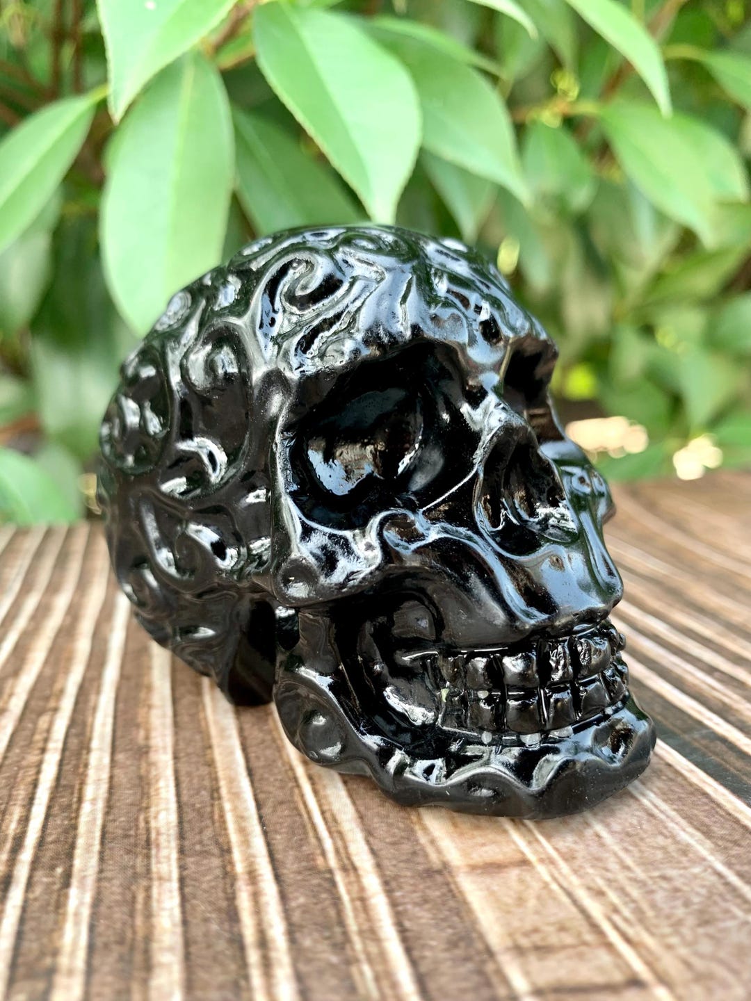 3.1'' Obsidian Devil Fruit Skull Sculpture, Home Decor, Crystal Skull ...