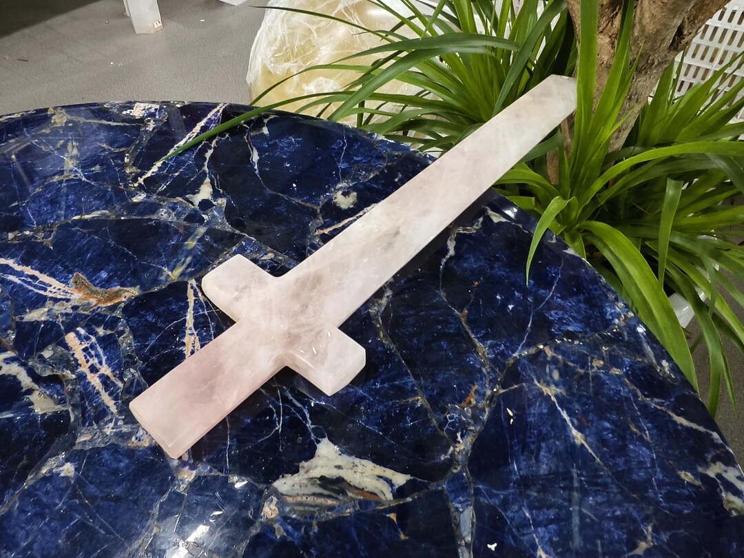 Hand-carved Rose Quartz Sword Sculpture: Healing Crystal Decor - Etsy