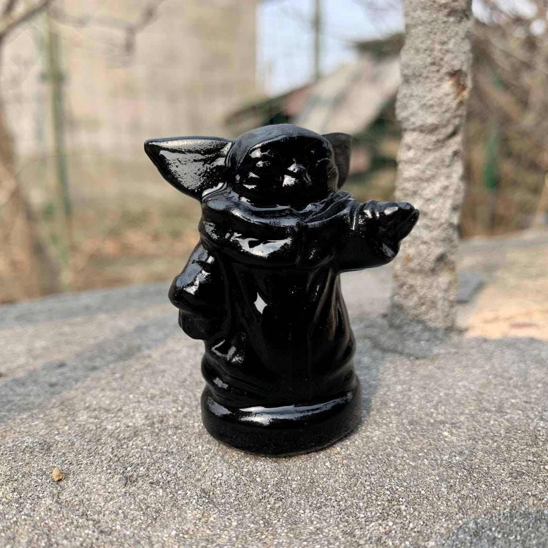 Natural Obsidian YODA Master Sculpture, Crystal Carving, Crystal Gifts ...