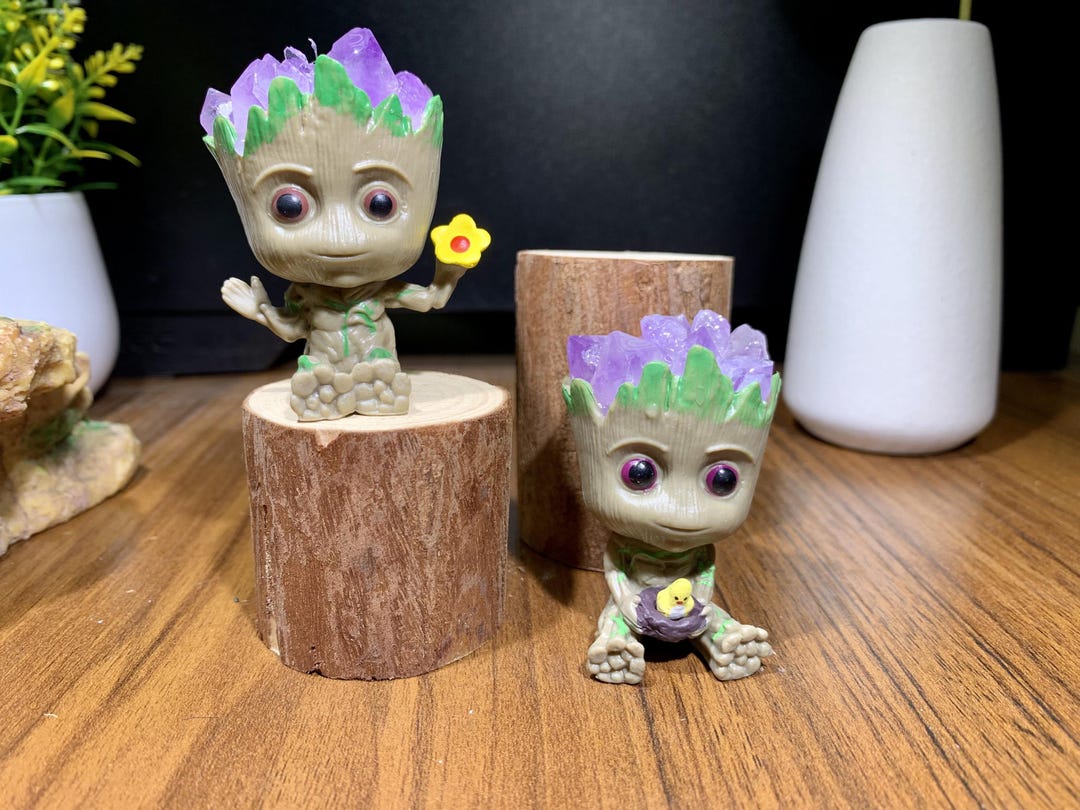 Amethyst Cluster Baby Groot: Handmade Crystal Decor - Etsy