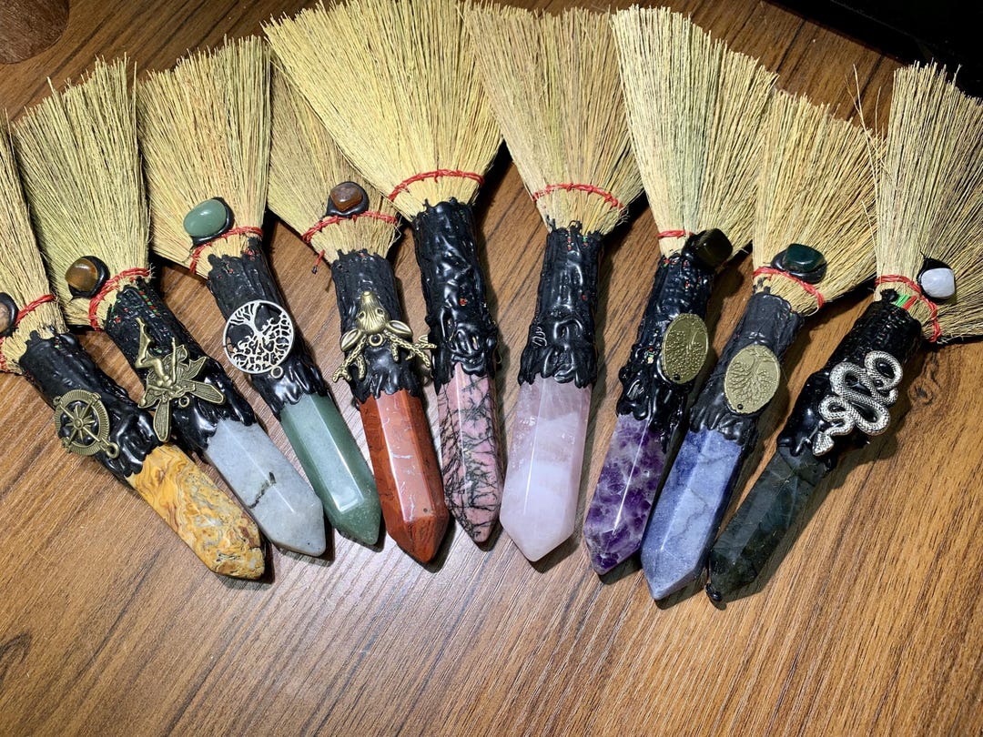 Handmade Crystal Broom Wand, Home Decor, Metaphysical Crystal Wand ...