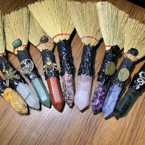 Handmade Crystal Broom Wand, Home Decor, Metaphysical Crystal Wand ...