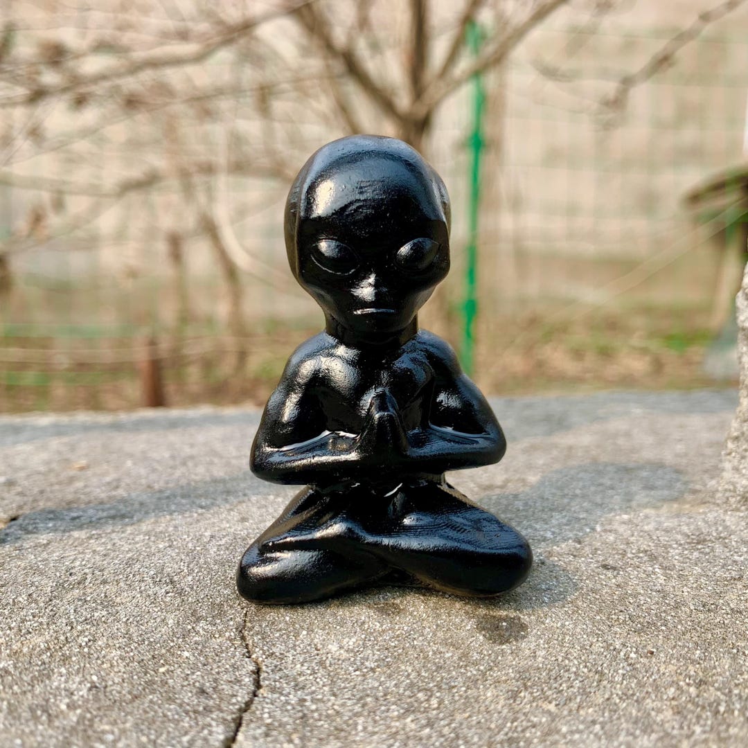Natural Obsidian Alien Sculpture, Crystal Carving, Crystal Gifts, Home ...