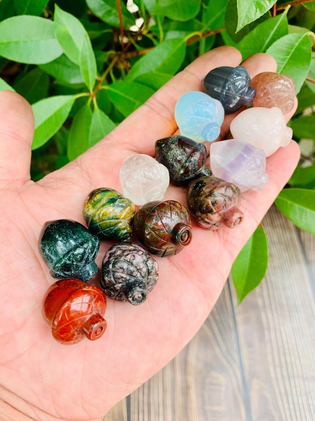 1'' Crystal Mini Acorn, Stone Hazelnut, Home Decor, Gemstone Acorn ...