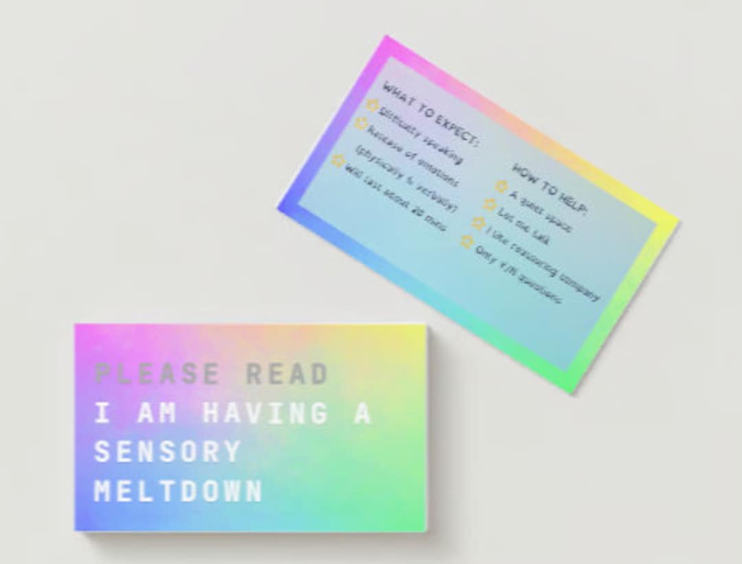 Meltdown Communication Card, Neurodivergent Digital Download, Autistic ...