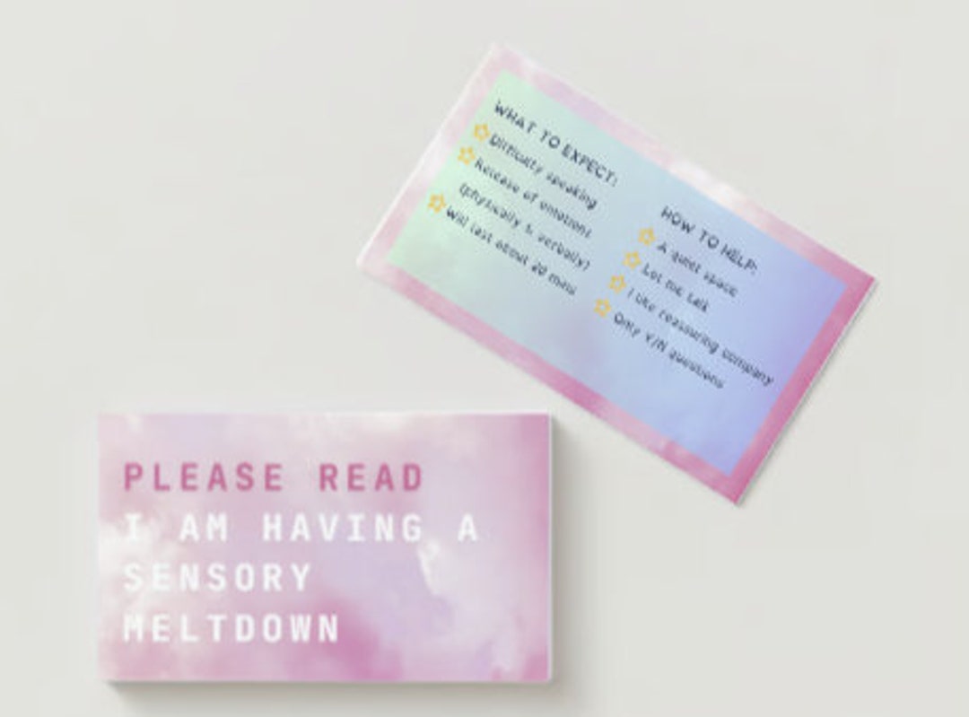 Meltdown Communication Card, Neurodivergent Digital Download, Autistic ...