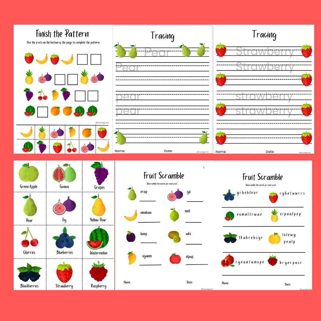 Spelling Fruit Bundle W/ Flashbacks 33 Pgs Summer Activity, Homeschool ...