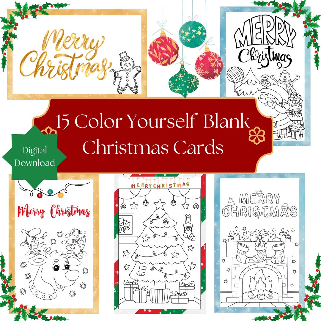 15 Blank Christmas Cards for Kids to Color - Homeschool Daycare ...