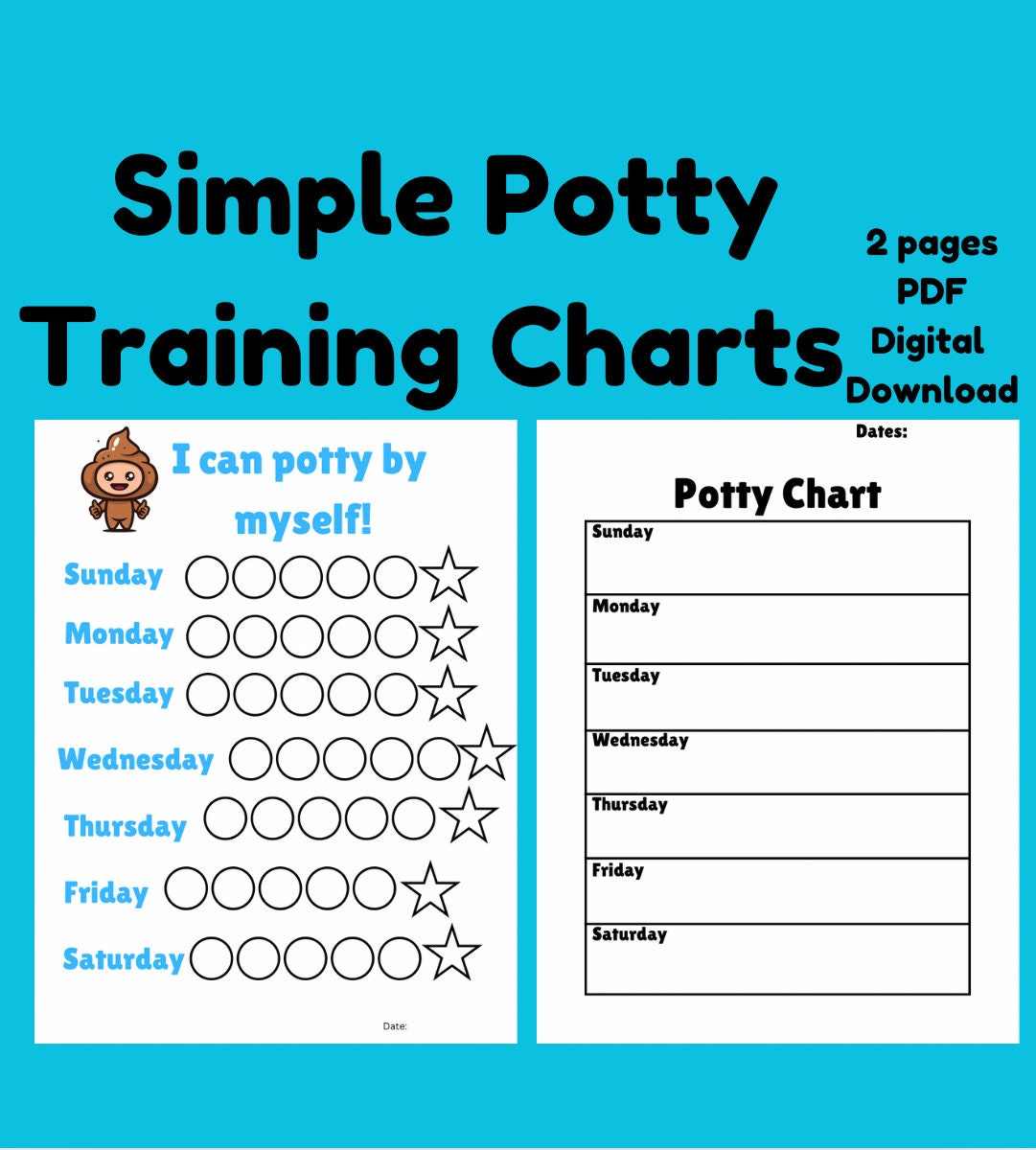 2 Simple Potty Training Charts Potty Training Progress Chart Unisex ...