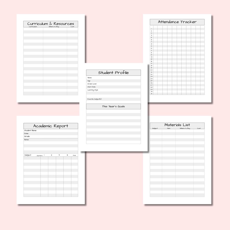 Printable Homeschool Planner for One Student | Undated Weekly Lesson ...