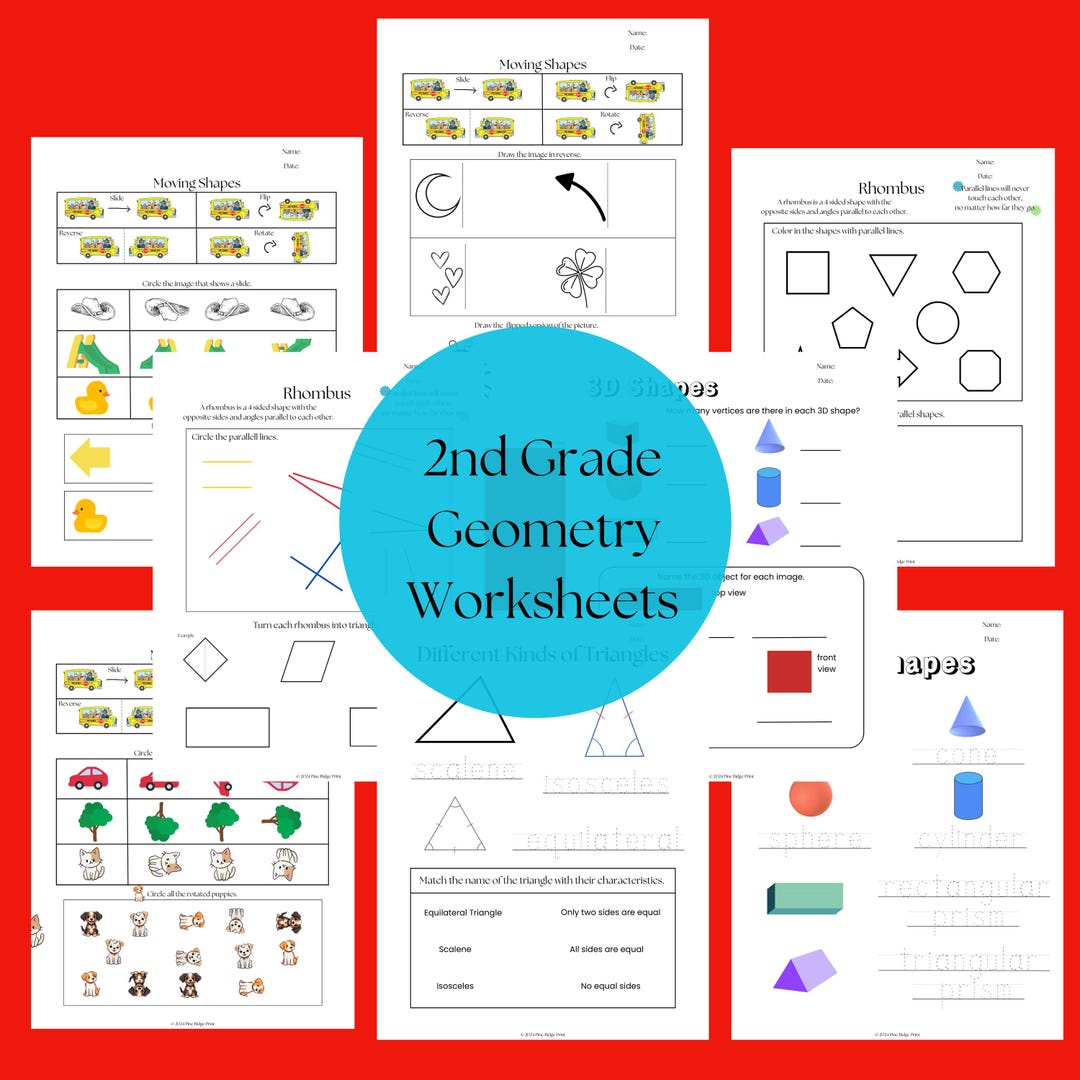 2nd Grade Geometry Worksheets: Shape Movement & 3D Shapes (digital ...