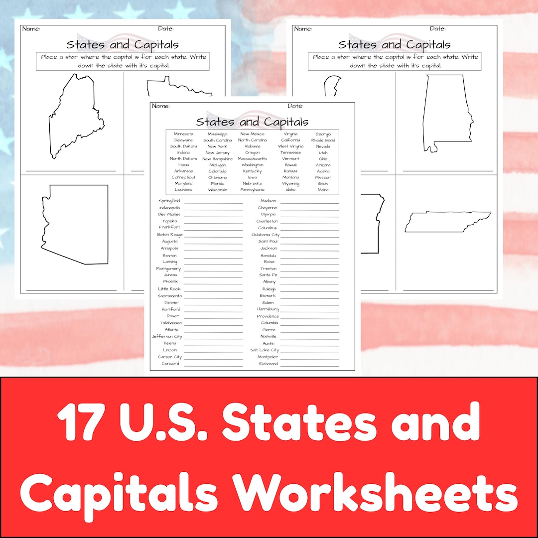 17 States and Capitals Worksheets | Homeschool US Geography ...