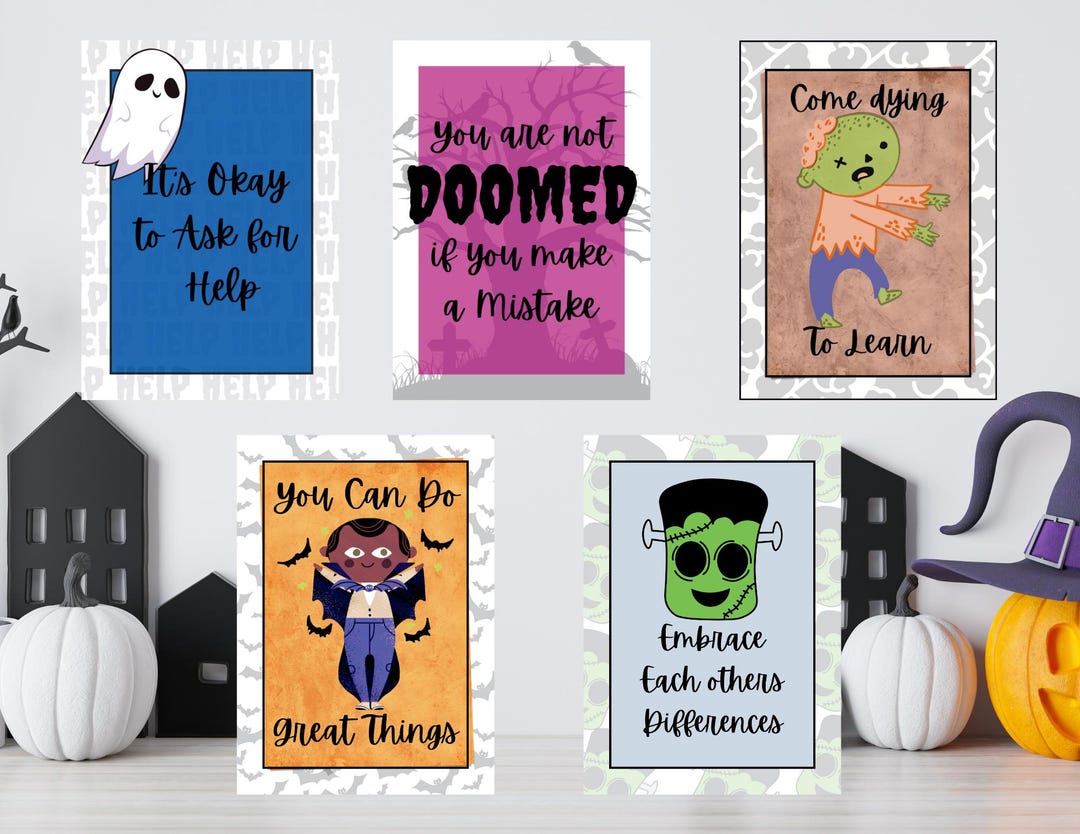 5 Halloween Themed Cartoon Poster Printables - Affirmations Inspiring ...