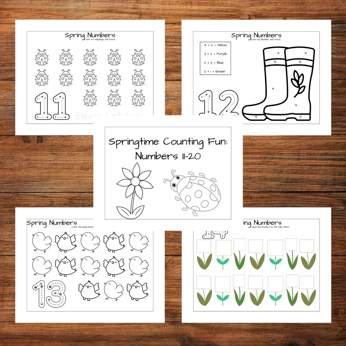 Spring Counting Numbers 11–20 Printable | Preschool Math Activity | Cut ...