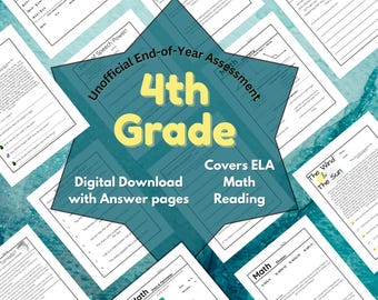 4th Grade End of Year Assessment – 13 Worksheets With Answer Key ...