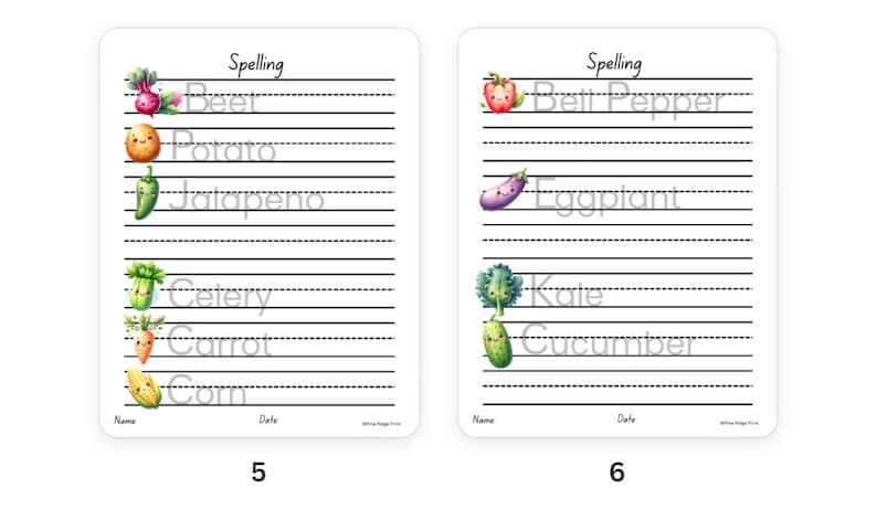 Kindergarten 1st Grade Spelling Activity Worksheets - Vegetables ...