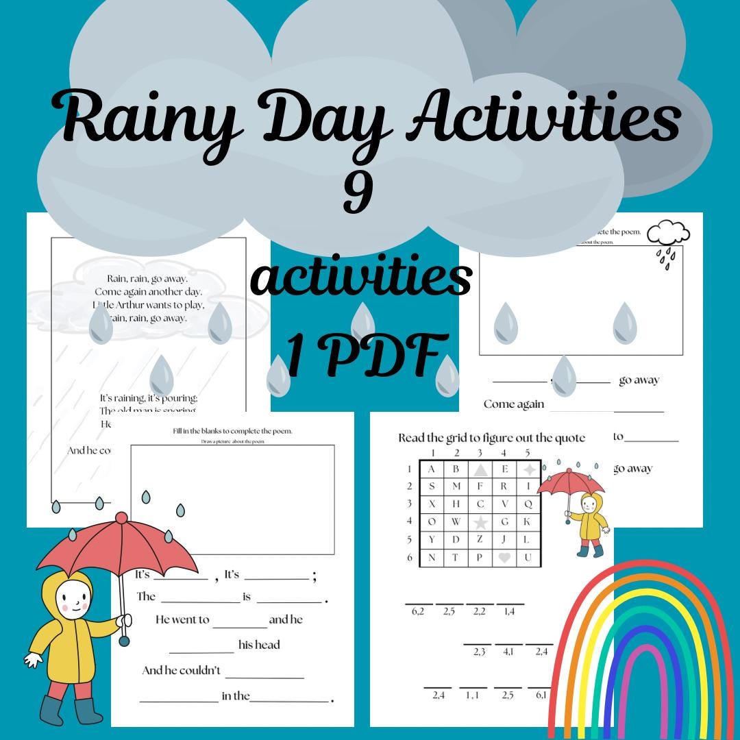 Rainy Day Activity Worksheets for Kindergarten-2nd Grade: Logic Puzzles ...