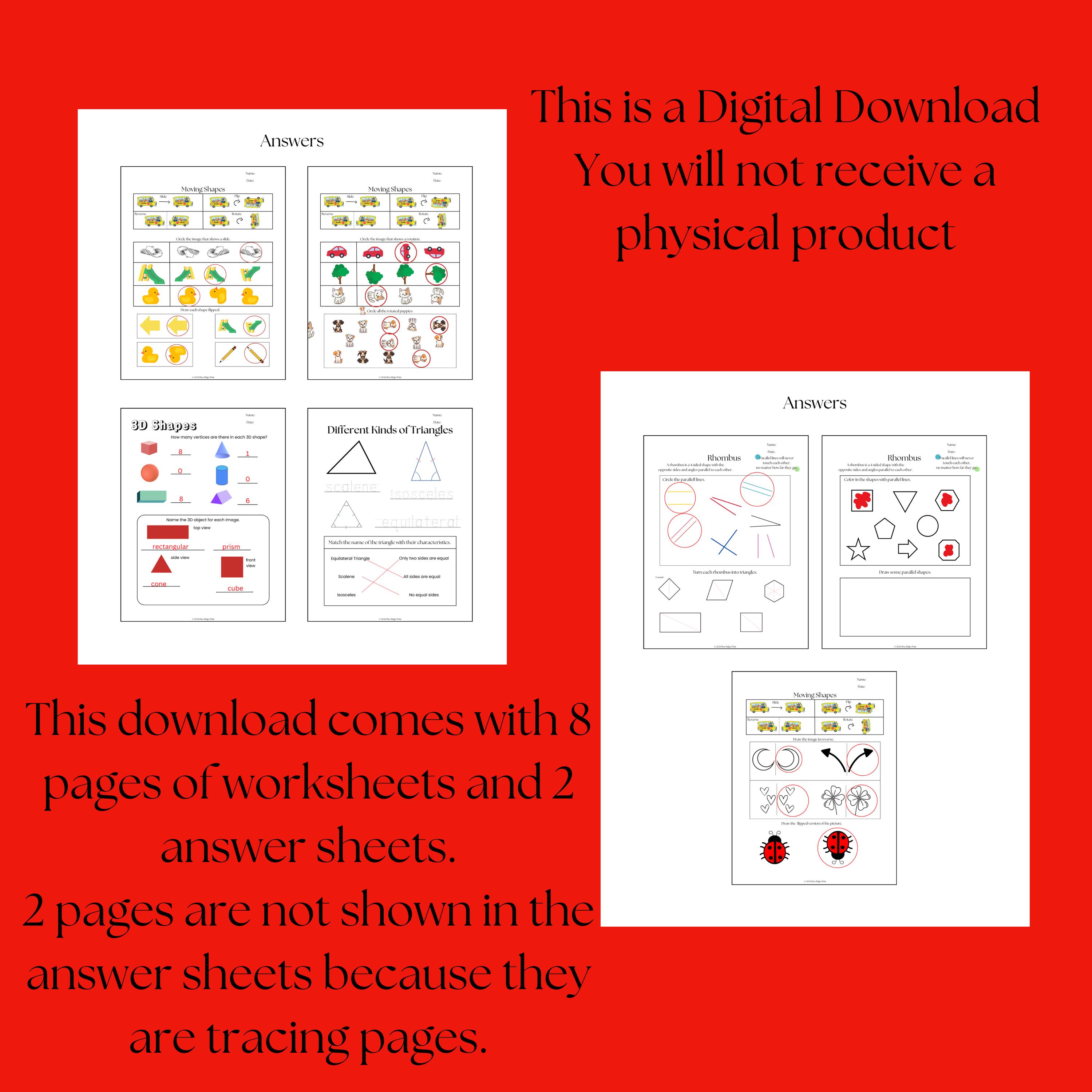 2nd Grade Geometry Worksheets: Shape Movement & 3D Shapes (digital ...