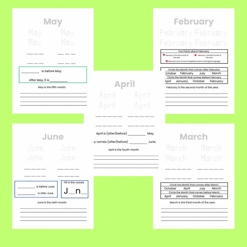 Months of the Year Printable: Tracing & Writing Worksheets for ...