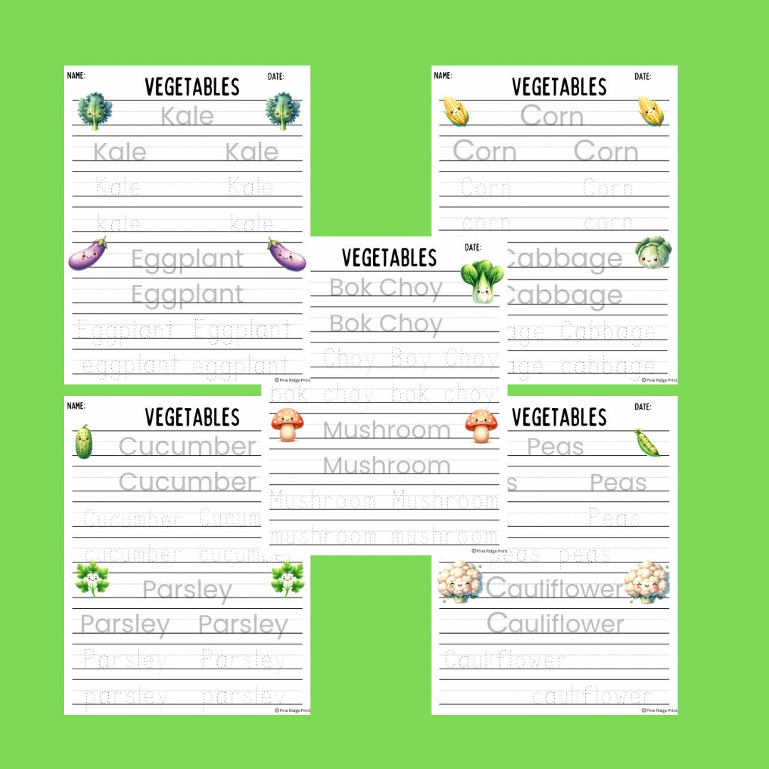 Tracing Printable - Learn to Write Fruits Vegetables - Preschool ...