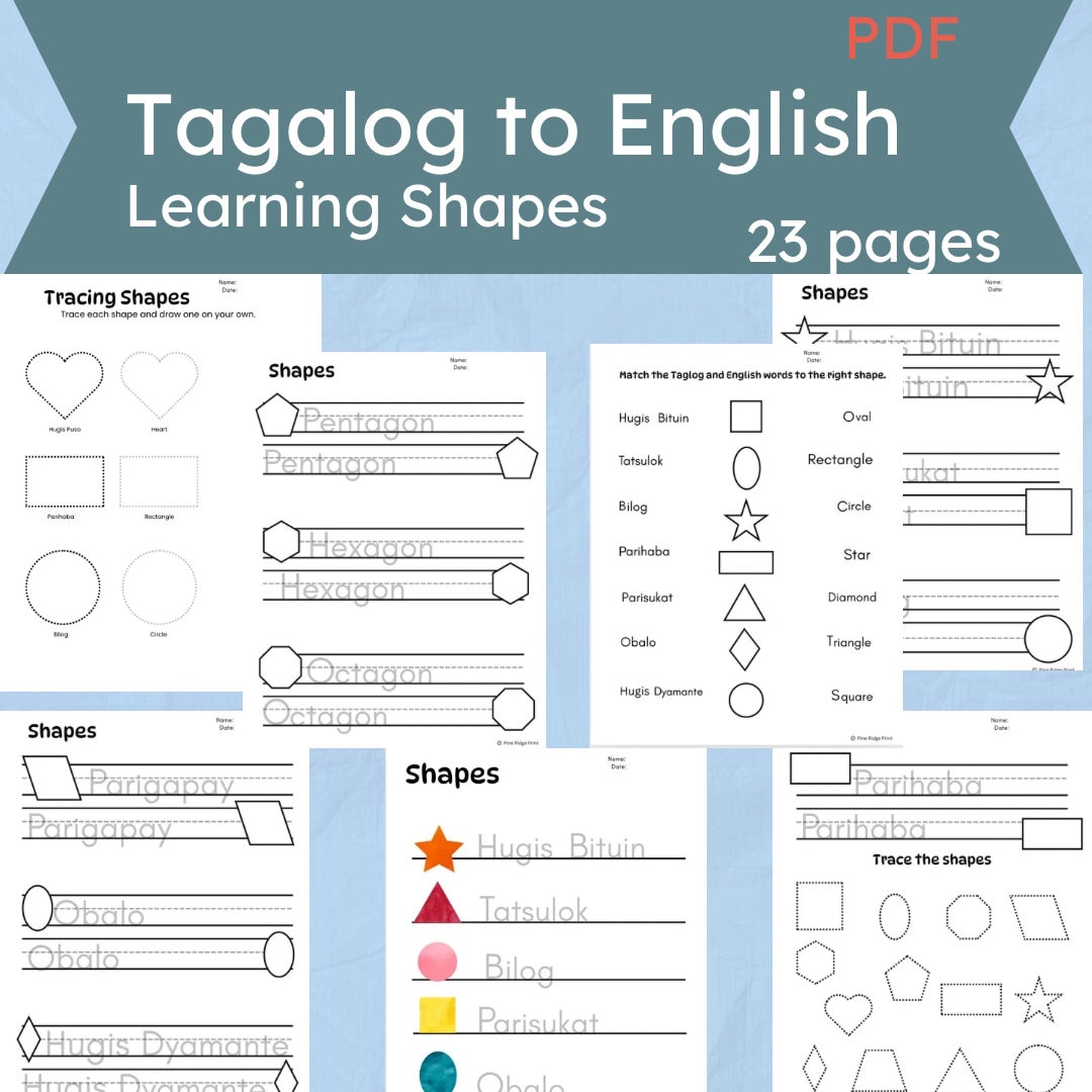 Tagalog Filipino English Learning Shapes Digital Workbook Tracing ...