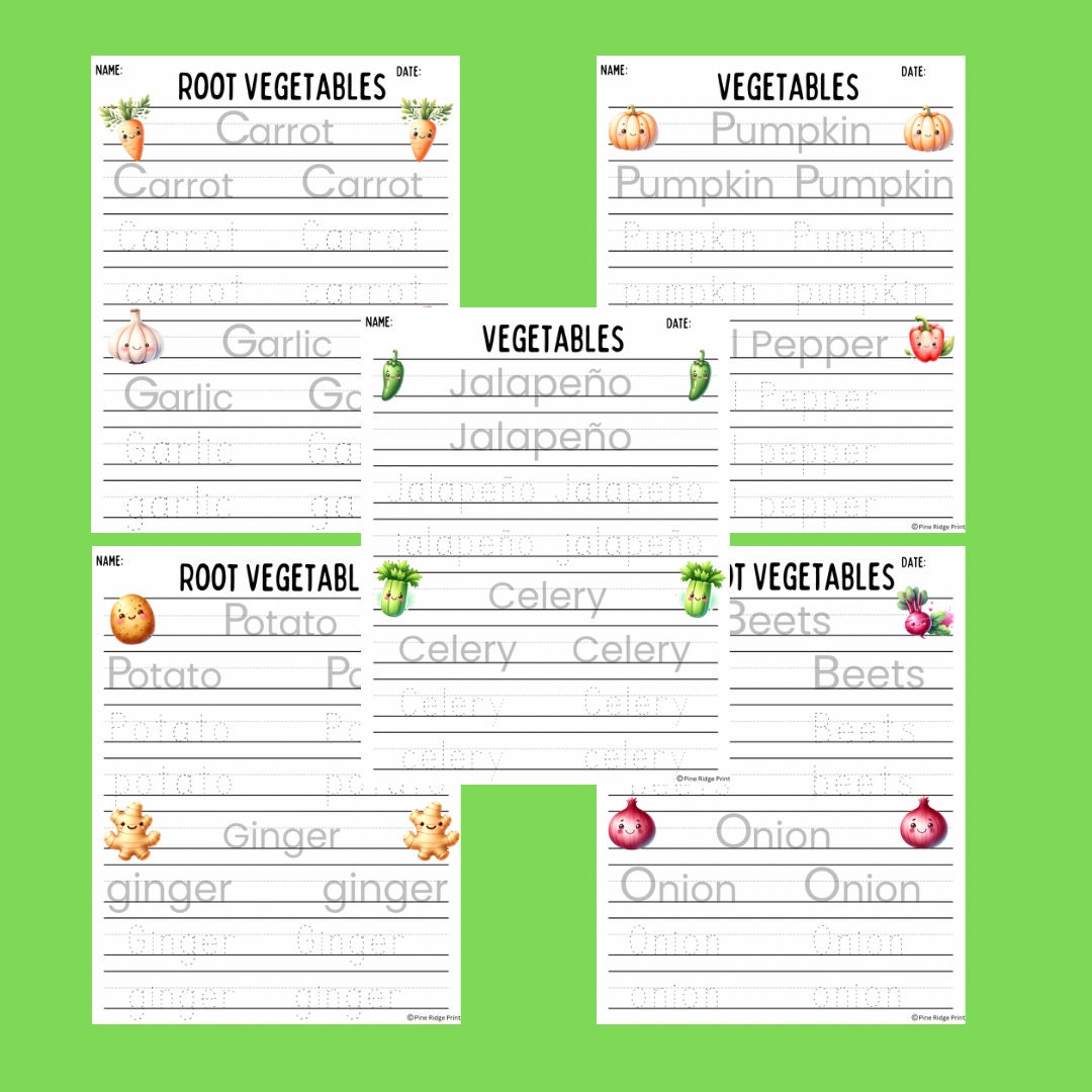Tracing Printable - Learn to Write Fruits Vegetables - Preschool ...