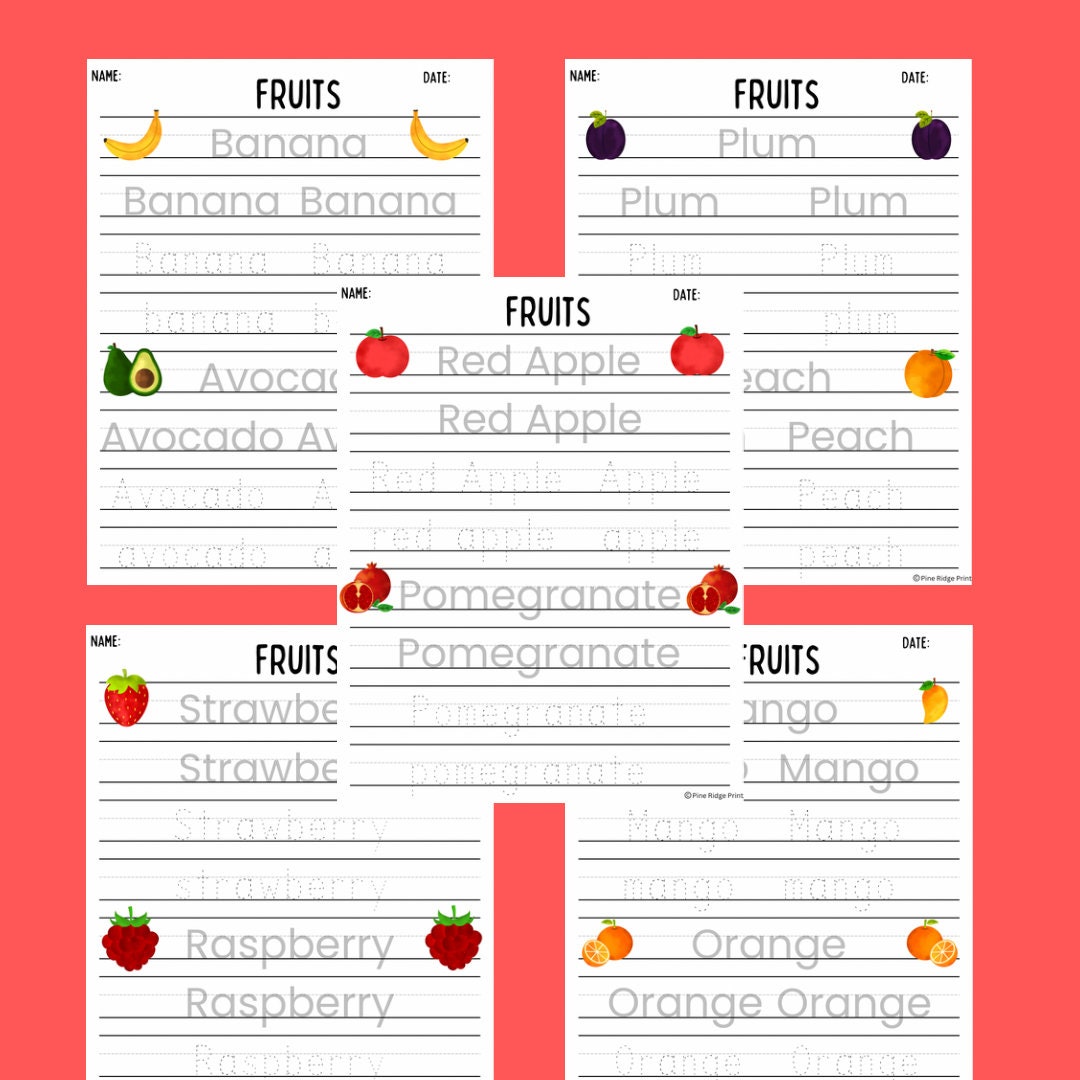 Tracing Printable - Learn to Write Fruits Vegetables - Preschool ...