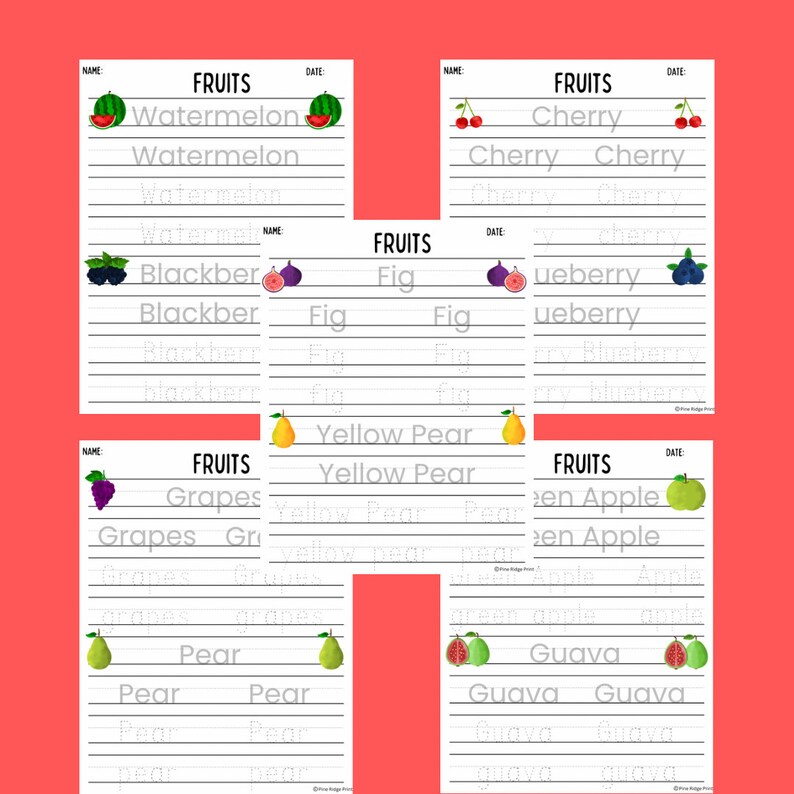 Tracing Printable - Learn to Write Fruits Vegetables - Preschool ...