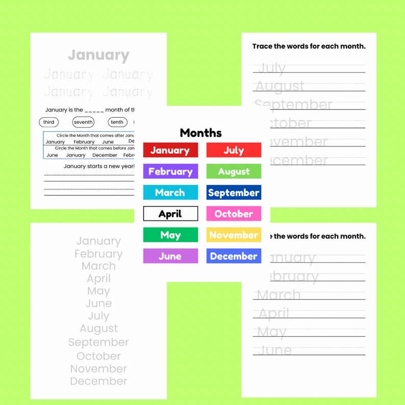 Months of the Year Printable: Tracing & Writing Activity (digital ...