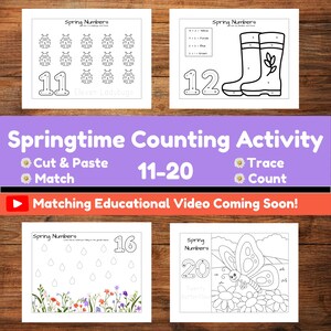 Spring Counting Numbers 11–20 Printable | Preschool Math Activity | Cut ...