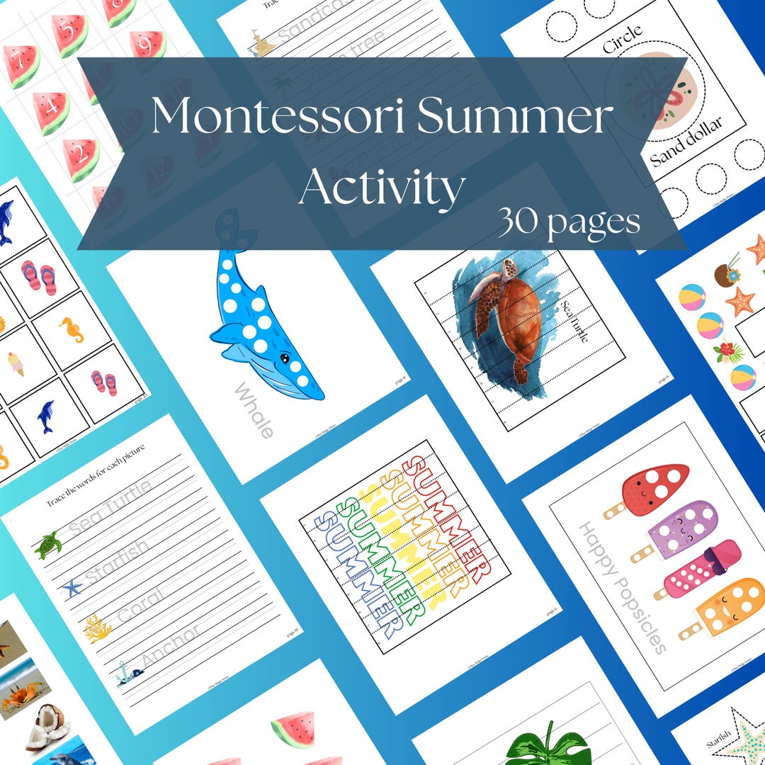 Montessori Summer Activity Bundle - Digital Download - Kindergarten - 1 ...