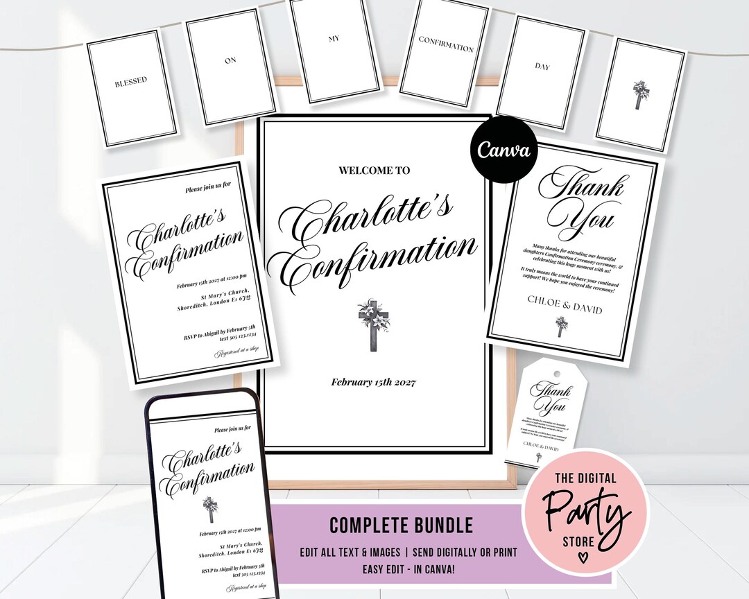 Luxury Confirmation Decor Bundle Templates, Elegant Confirmation ...