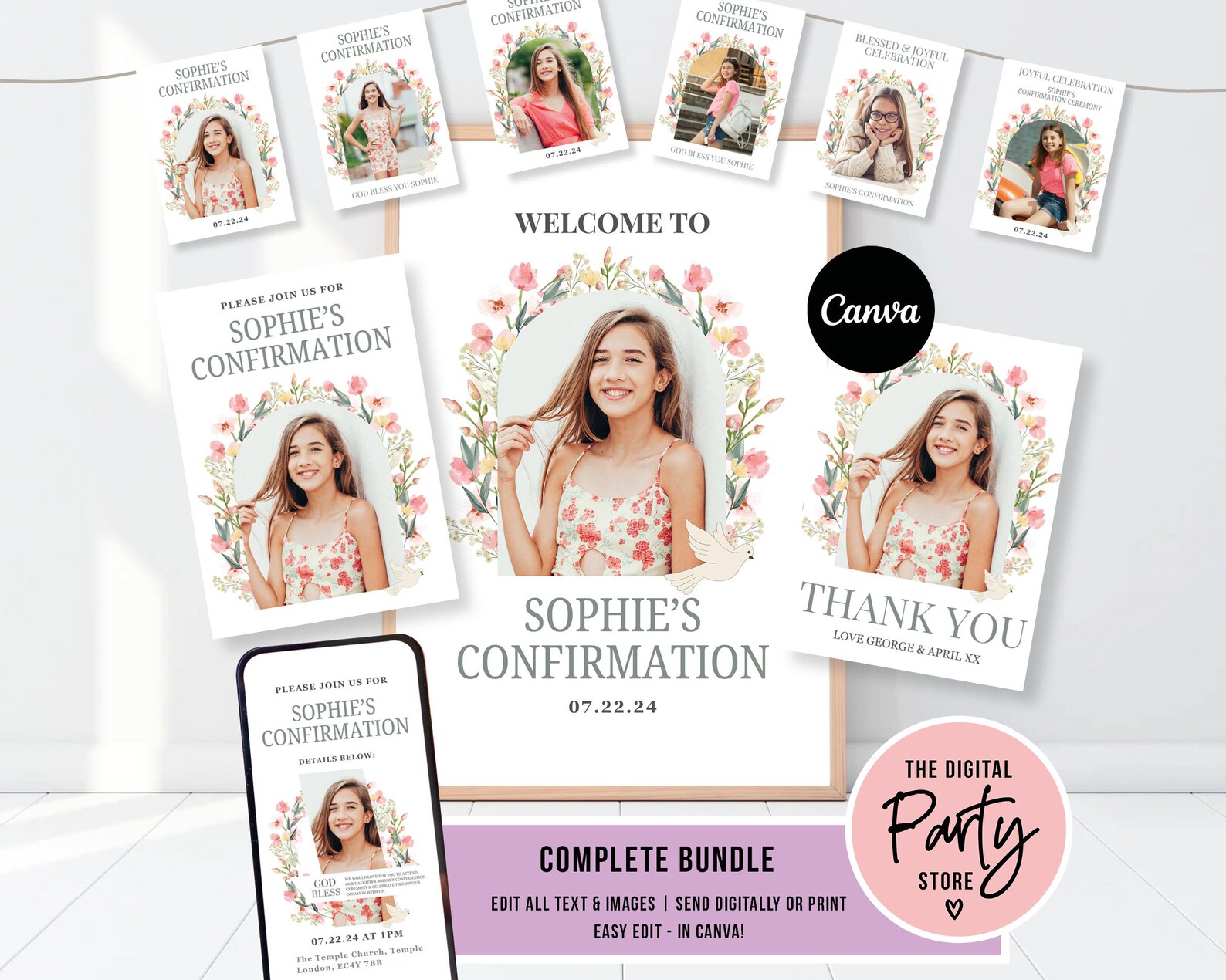Confirmation Photo Welcome Sign, Confirmation Poster, Editable Canva ...