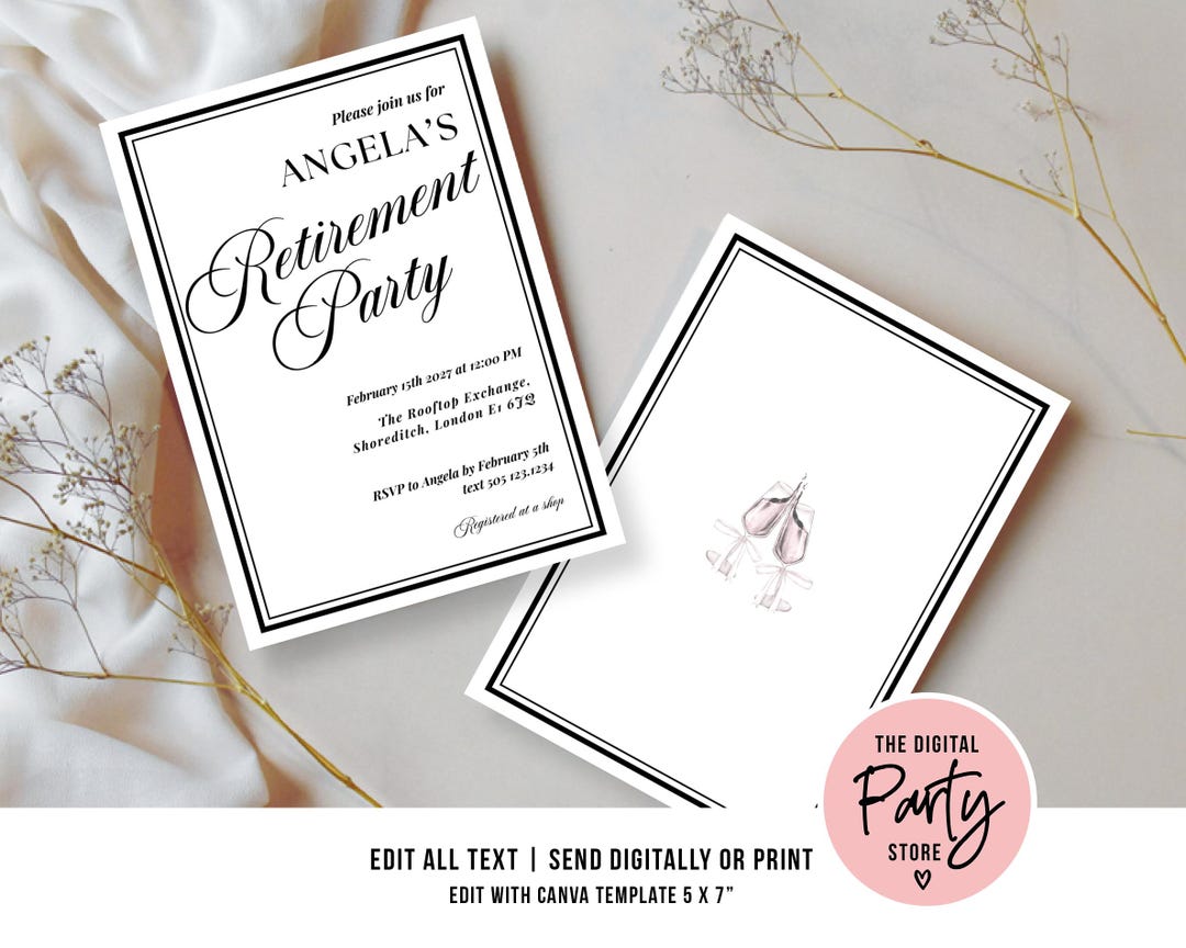 Aesthetic Retirement Party Invitation, Luxury Retirement Party Invite ...