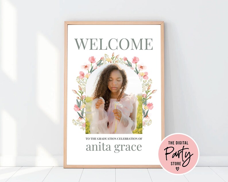 Minimalist Graduation Welcome Poster, Wildflower Graduation Party ...