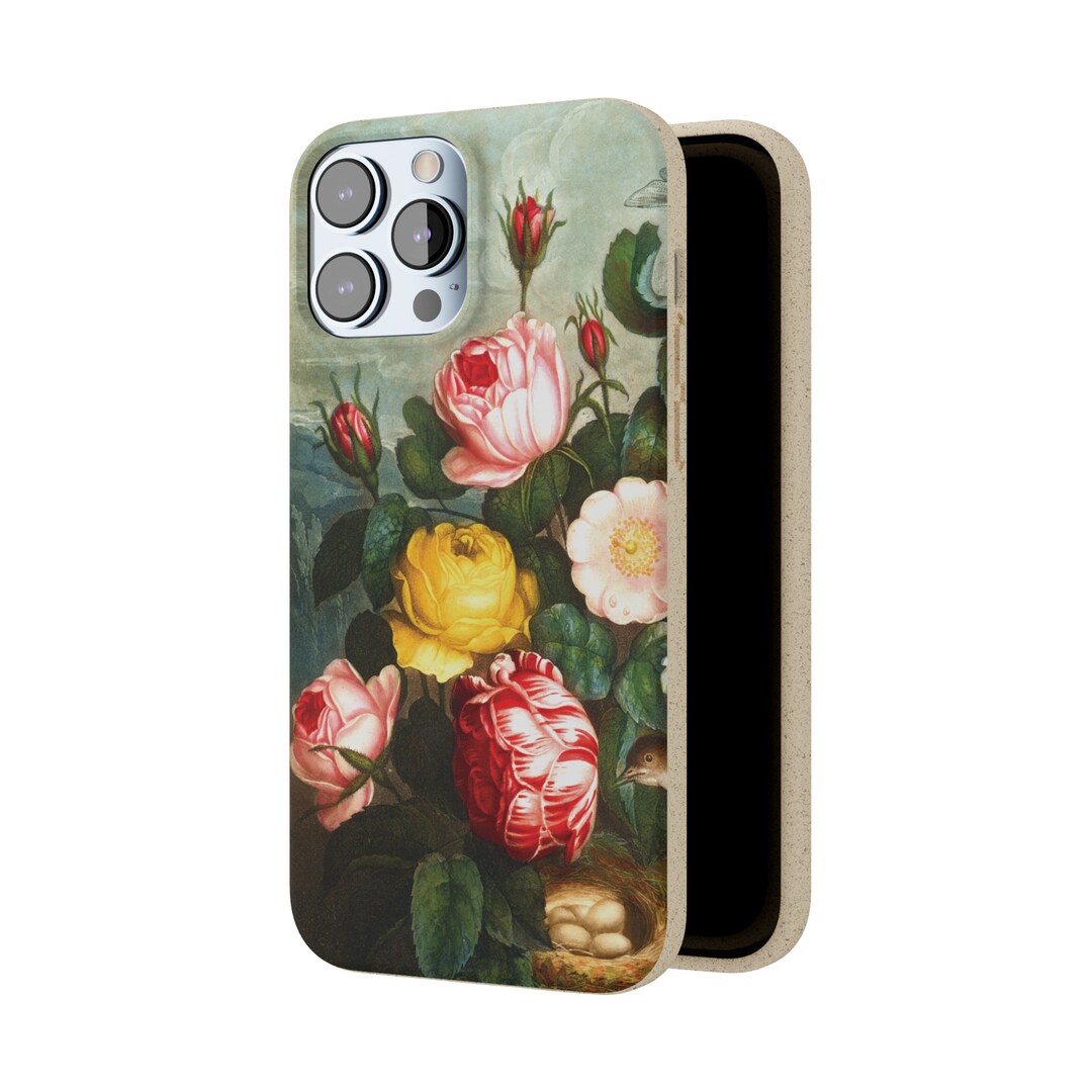 Biodegradable Case Roses & Nest Vintage Botanical Painting Artwork ...